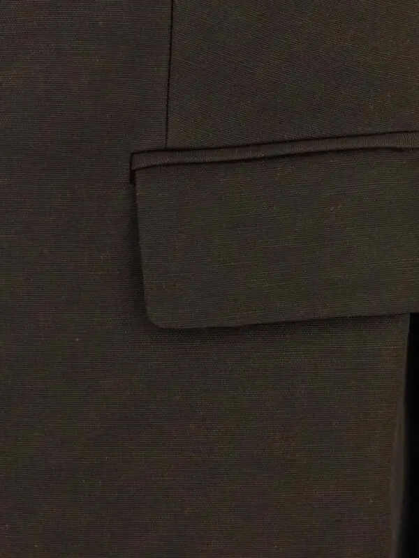 Co Single-breasted Cropped Blazer In Visse And Linen Blend With Peak Lapels