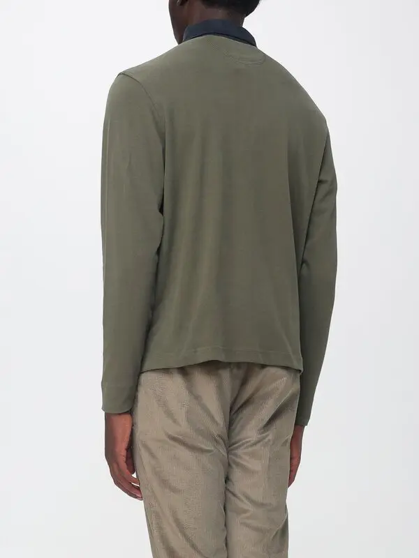 LA MARTINA Contrasting Logo Long-sleeved Cotton Polo Shirt - Green