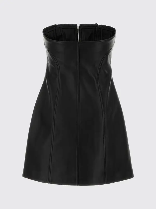 Blumarine Off-the-shoulder Lambskin Leather Sheath Mini Dress