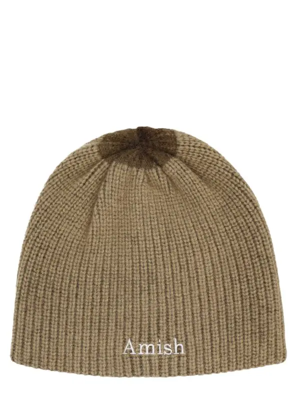 AMISH SUPPLIES Berretto In Lana Con Logo - Brown