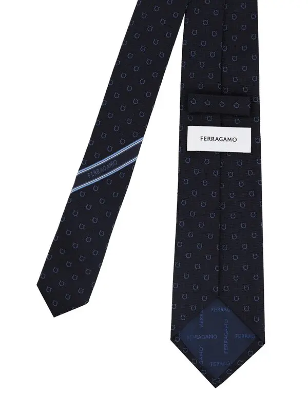 FERRAGAMO Cravatta In Seta Stampata - Blue
