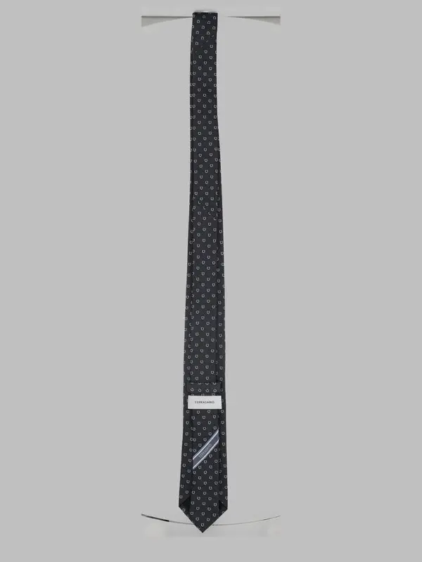 FERRAGAMO Cravatta In Seta Stampata - Charcoal