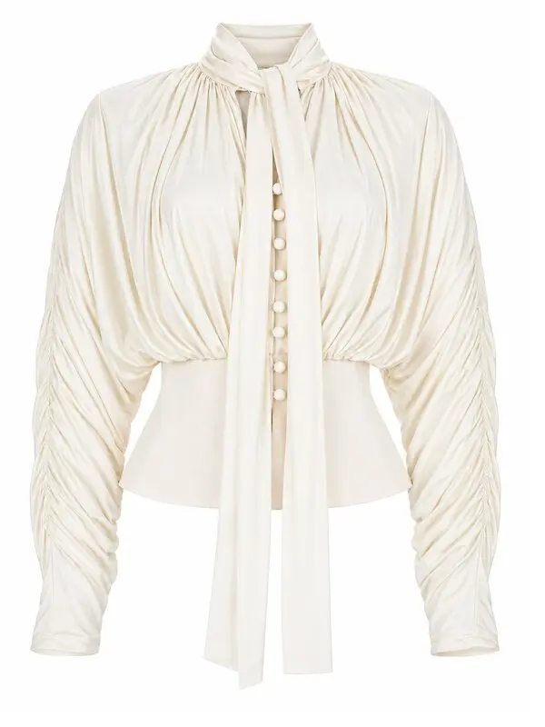 SELF-PORTRAIT Top In Jersey Con Colletto Annodato