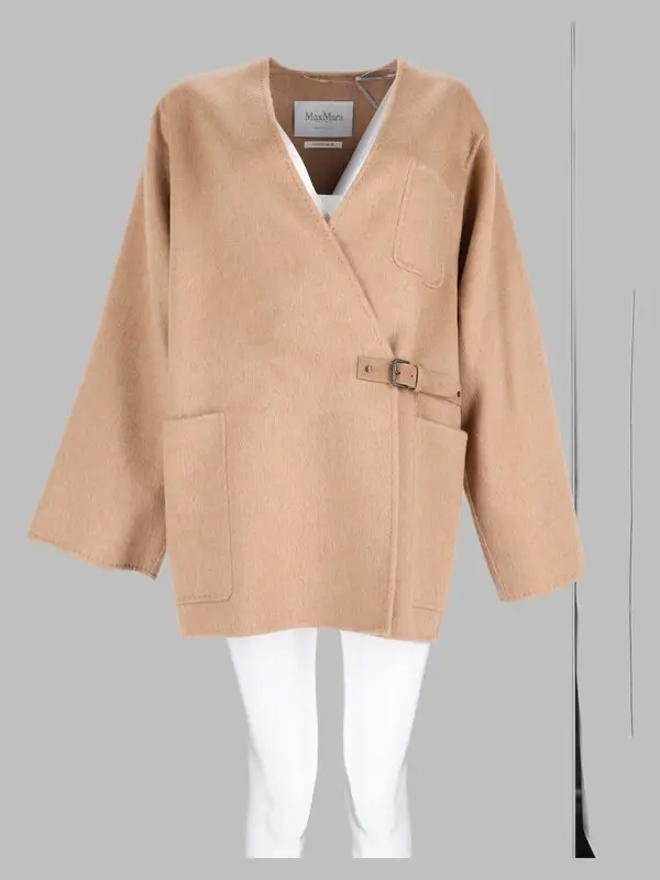 Max Mara Cappotto Cardigan In Cammello E Mohair