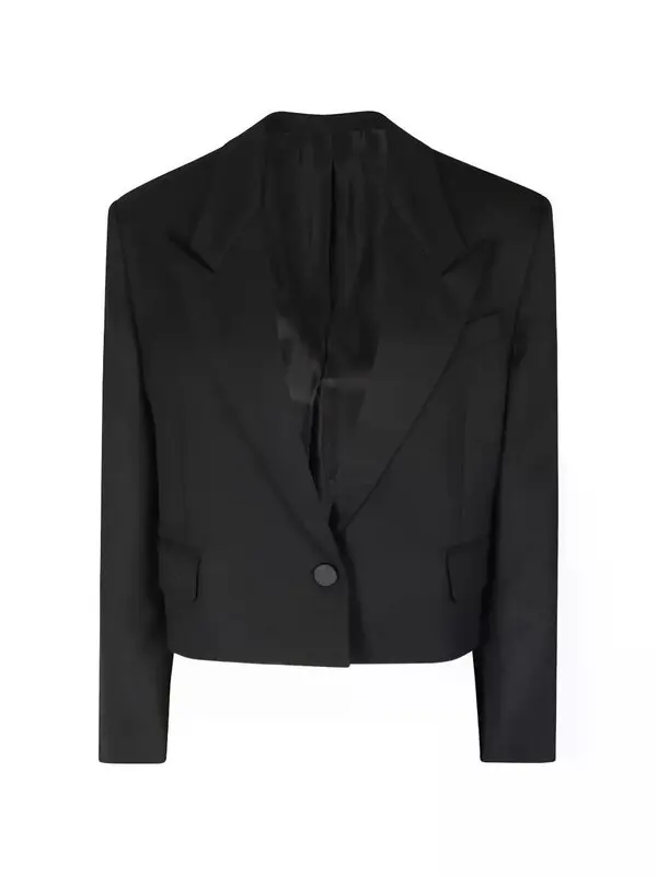 Attico Padded-shoulder Cropped Jacket - Black