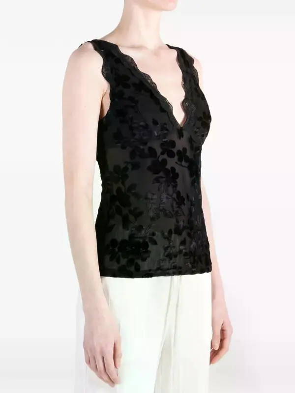 Free People Floral-devoré Lace-trim Top