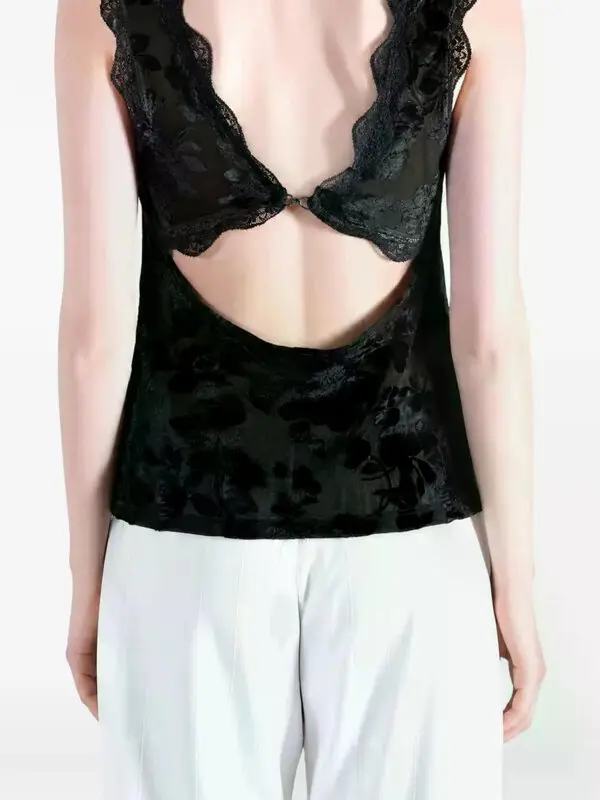 Free People Floral-devoré Lace-trim Top