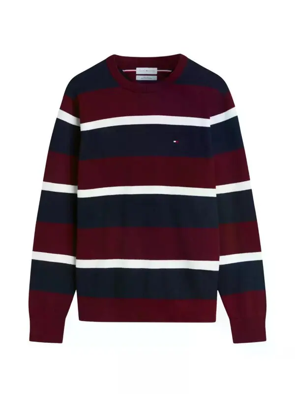 Tommy Hilfiger Striped Crew-neck Sweater - Red