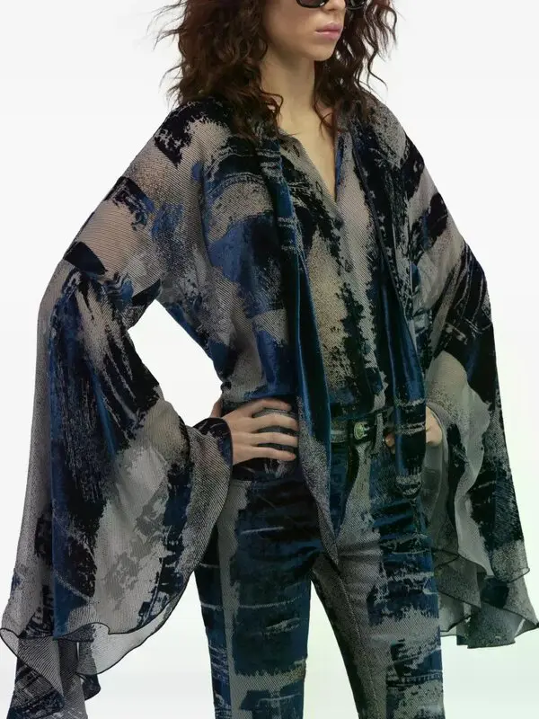 Roberto Cavalli Devoré-effect Pussy-bow Shirt