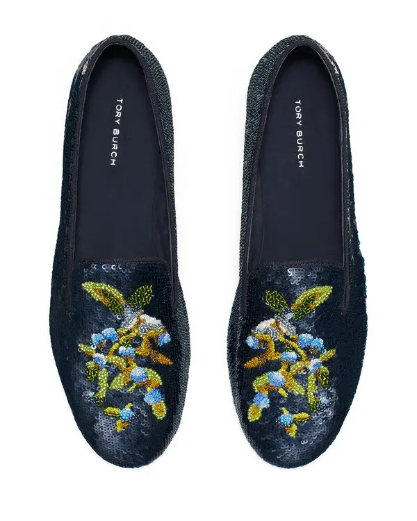 Tory Burch Sequined Smoking Slippers