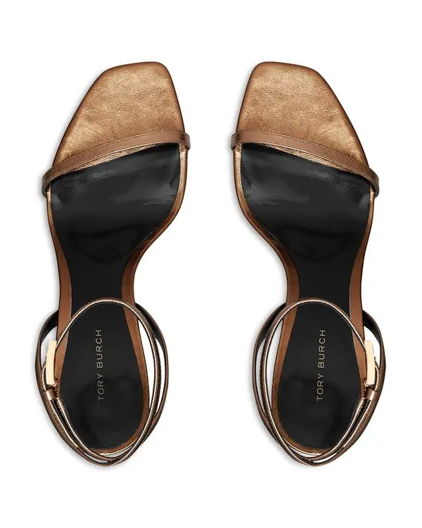 Tory Burch Gigi Metallic Leather Stiletto Sandals