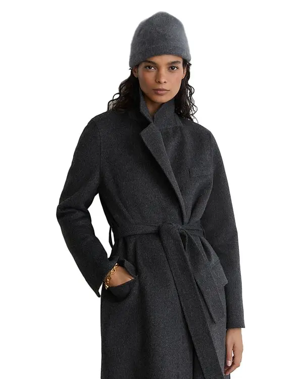 REISS Ava Brushed Cashmere Beanie - Grey