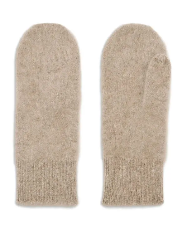 REISS Willow Brushed Cashmere Mittens - Neutral