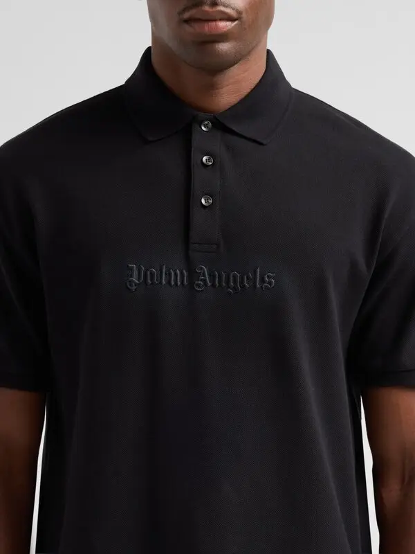 Palm Angels Logo Spray Cotton Polo Shirt