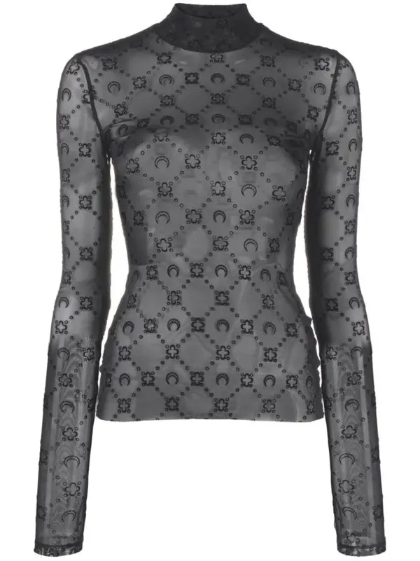 MARINE SERRE Monogram Mesh Flock Top
