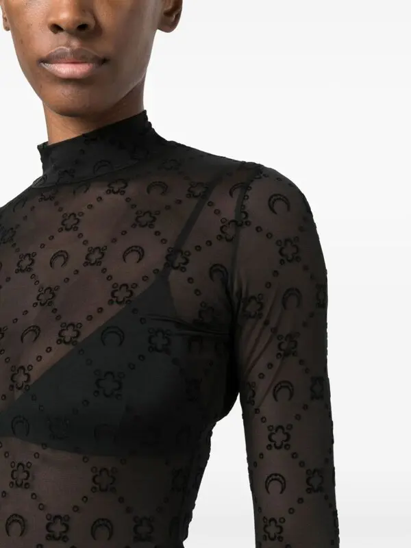 MARINE SERRE Monogram Mesh Flock Top