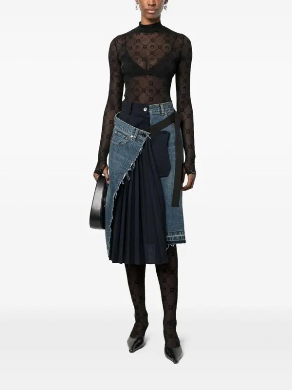 MARINE SERRE Monogram Mesh Flock Top