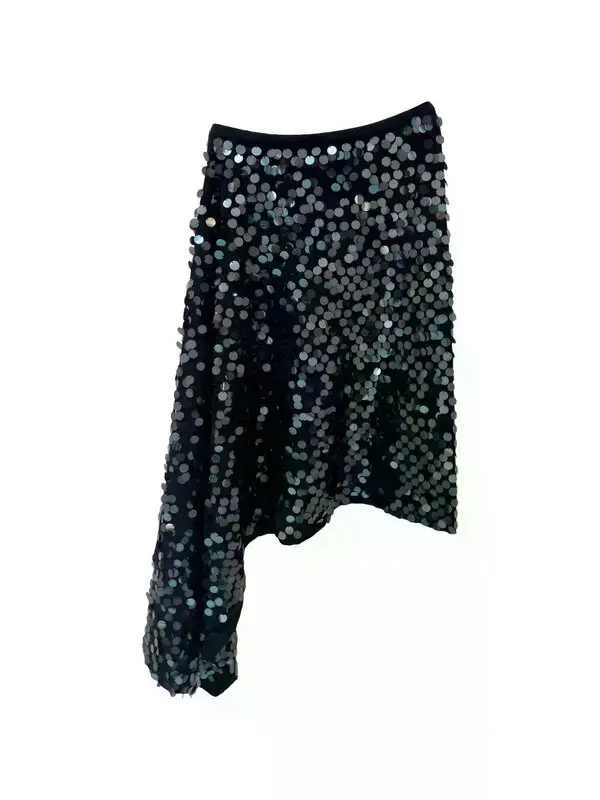 ZANKOV Delania Sequin-embellished Asymmetric Midi Skirt
