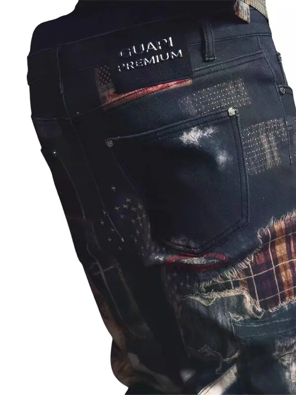 GUAPI Vintage Chronicle Graphic-print Splatter-effect Slim-fit Jeans