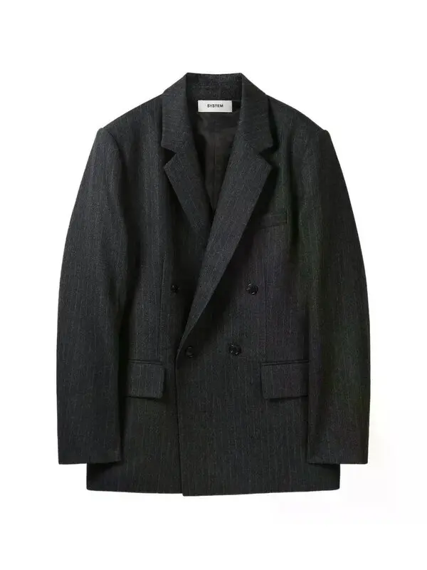 SYSTEM Pinstriped Double-breasted Blazer