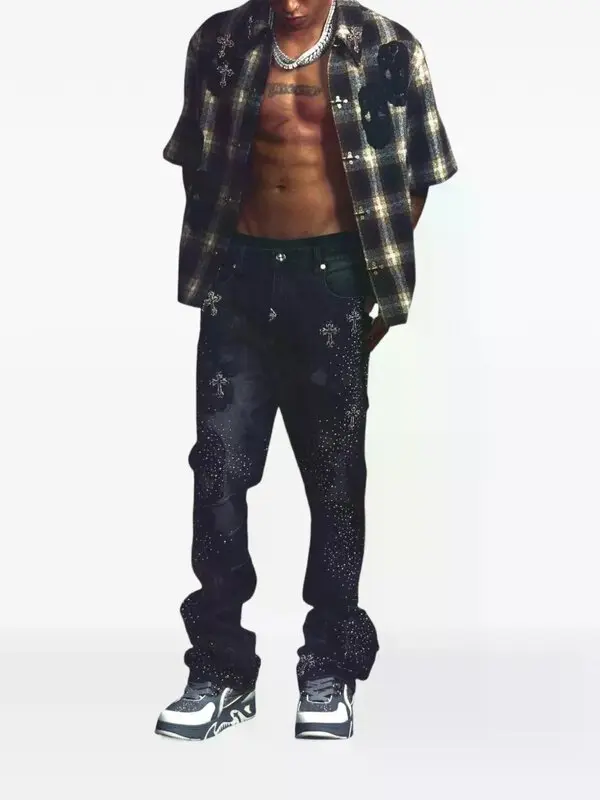 GUAPI Obsidian Sacred Skull Straight-leg Jeans