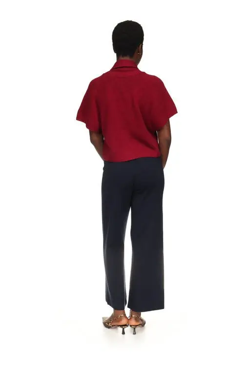 BRODIE CASHMERE Christina 100% Cashmere Cropped Cardigan - Cherry Lacquer