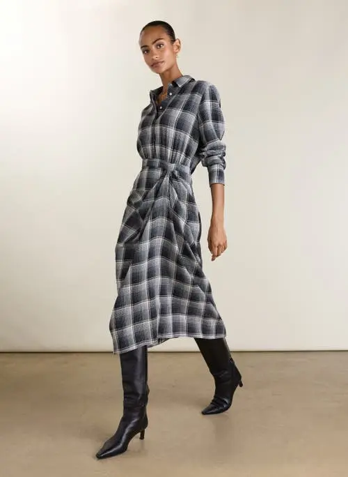 Baukjen Collared Tie-waist Midi Dress