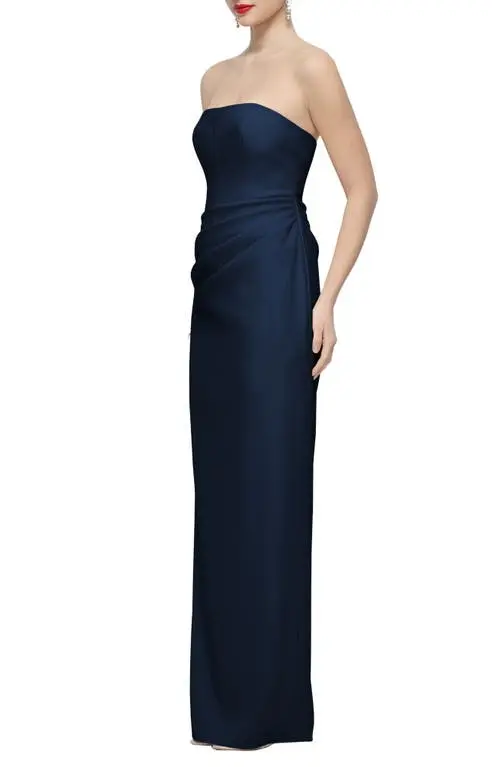 After Six Marcel Strapless Pleated Column Dress