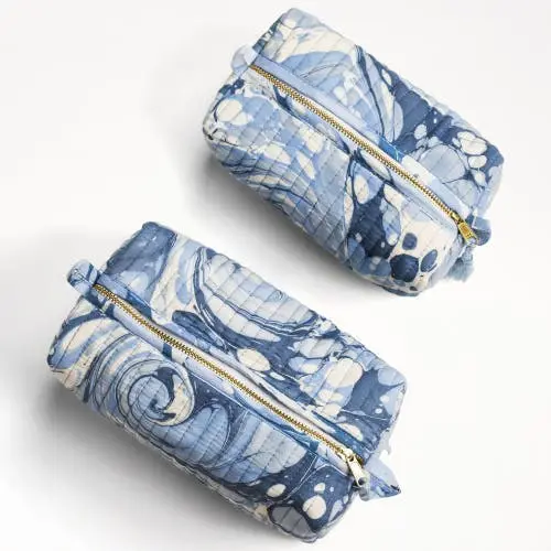 INNER CHILD Ocean Wave Hand Marbled Cosmetic Bag