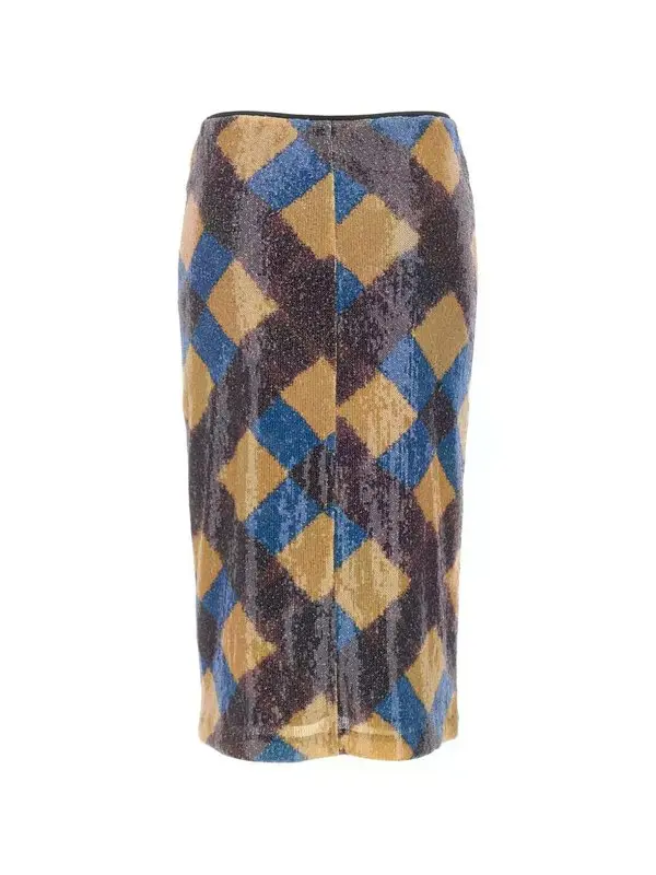 Diane Von Furstenberg Bianca Diamond-patterned Sequin-embellished Midi Skirt - Brown