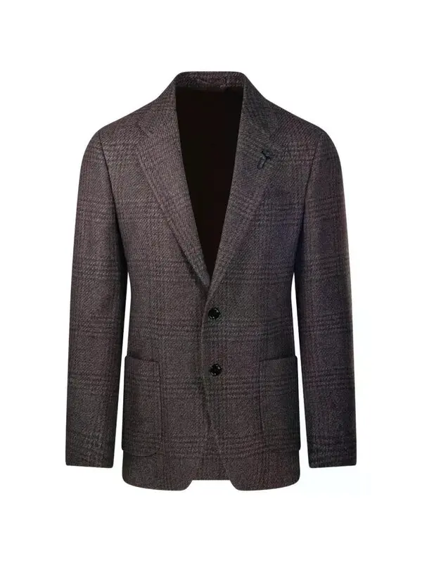 LARDINI Check-pattern Notched-lapel Blazer