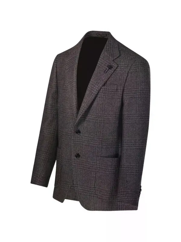 LARDINI Check-pattern Notched-lapel Blazer