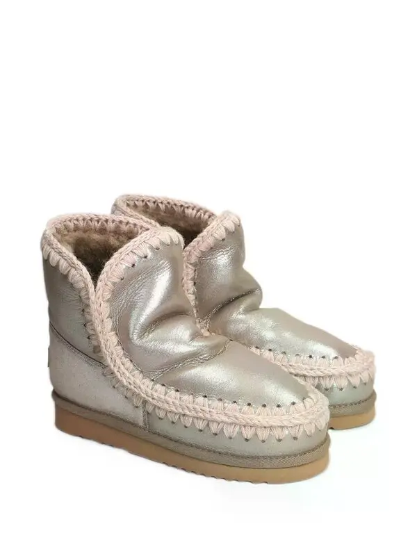 Mou Crochet-trim Metallic Ankle Boots