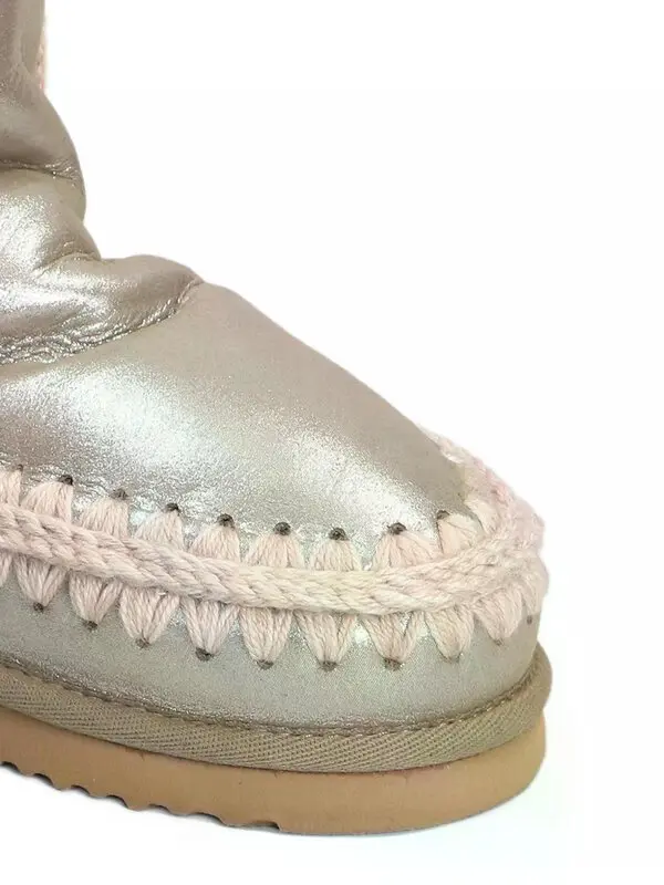 Mou Crochet-trim Metallic Ankle Boots