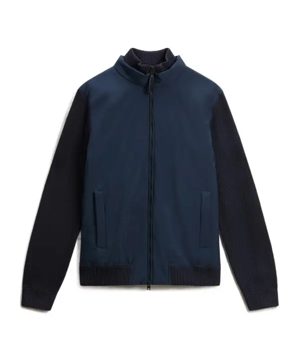 Woolrich Quilted Knit-sleeve Jacket - Cloud Poly Blue