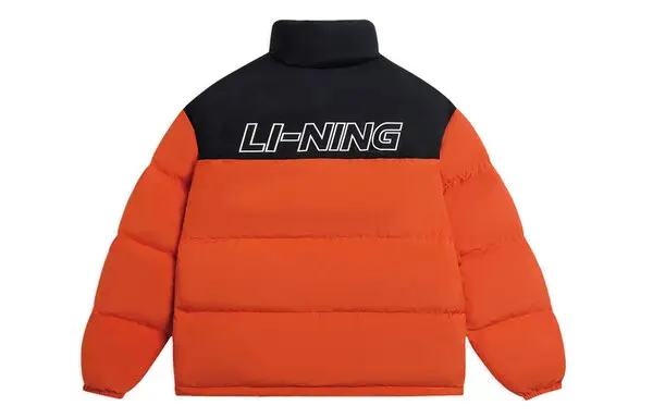 LI-NING Graphic Color Block Down Jacket 'black Orange