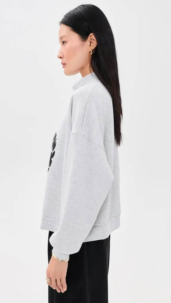 SUNNY SOMEWHERE Nyc Apple Bite Mock Neck Sweatshirt
