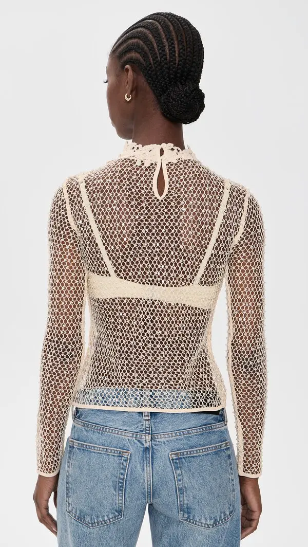 FRAME The Mesh Glimmer Top