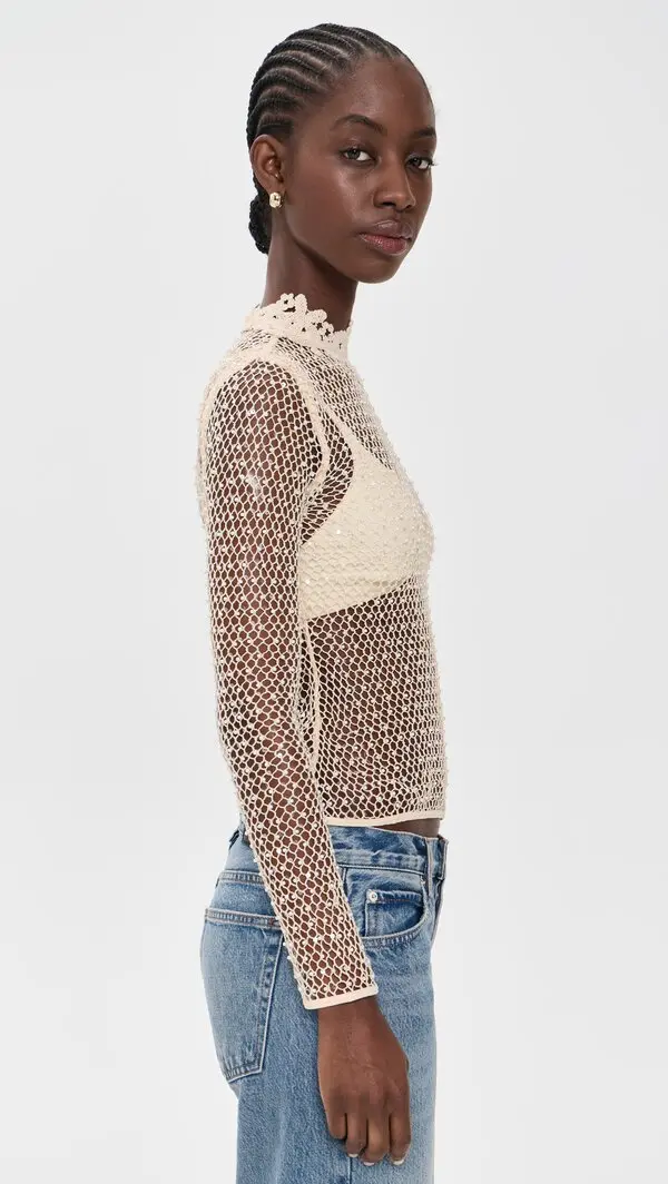 FRAME The Mesh Glimmer Top