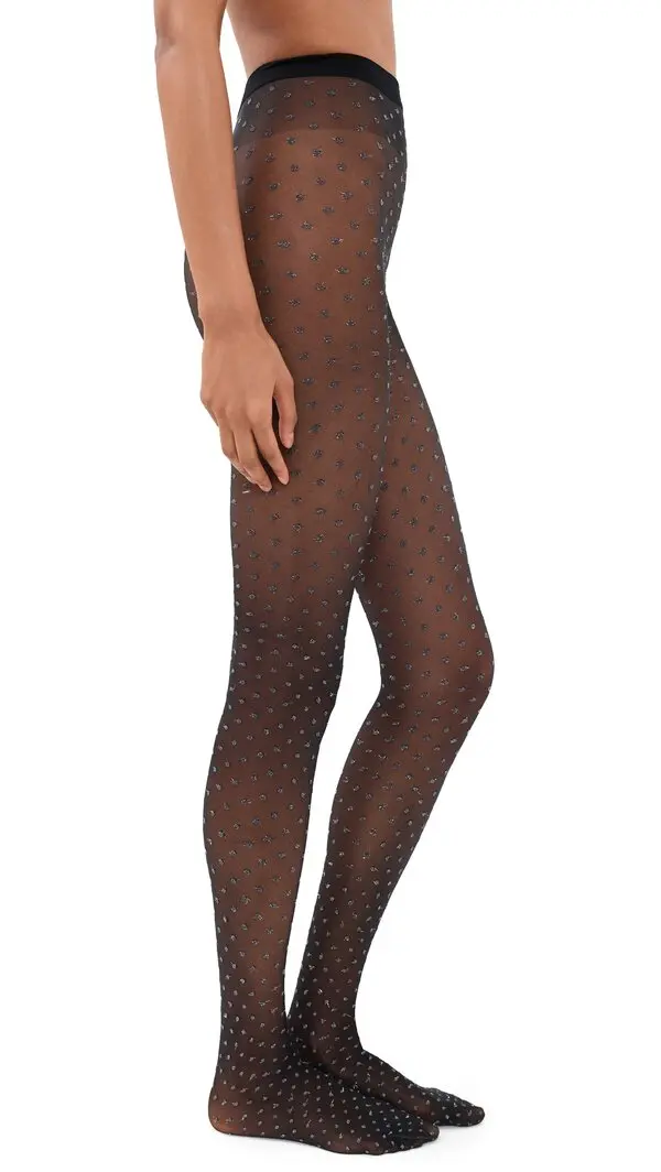 Wolford Shimmer Dot Tights - Black/silver