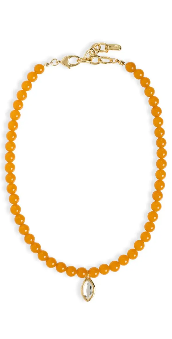 LOGAN TAY Beaded Bezel Necklace - Yellow