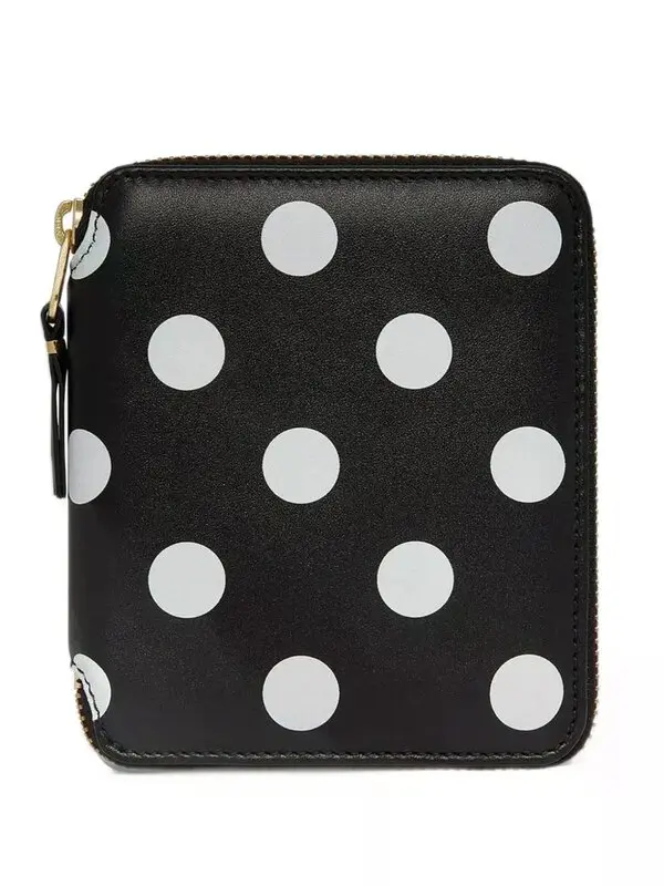 Comme Des Garçons Polka-dot Zip-around Wallet - Black