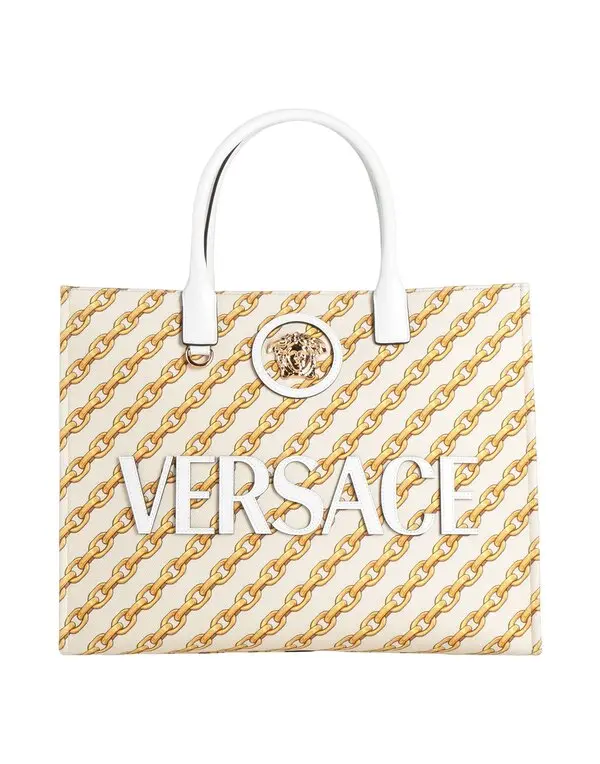 Versace Handbag Ivory Cotton, Calfskin