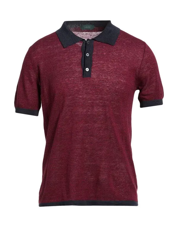 ZANONE Polo Shirt Burgundy Size Linen