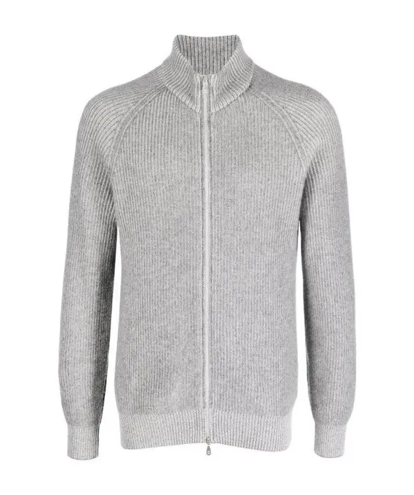Brunello Cucinelli Zip-up Knitted Cashmere Jumper - Gray