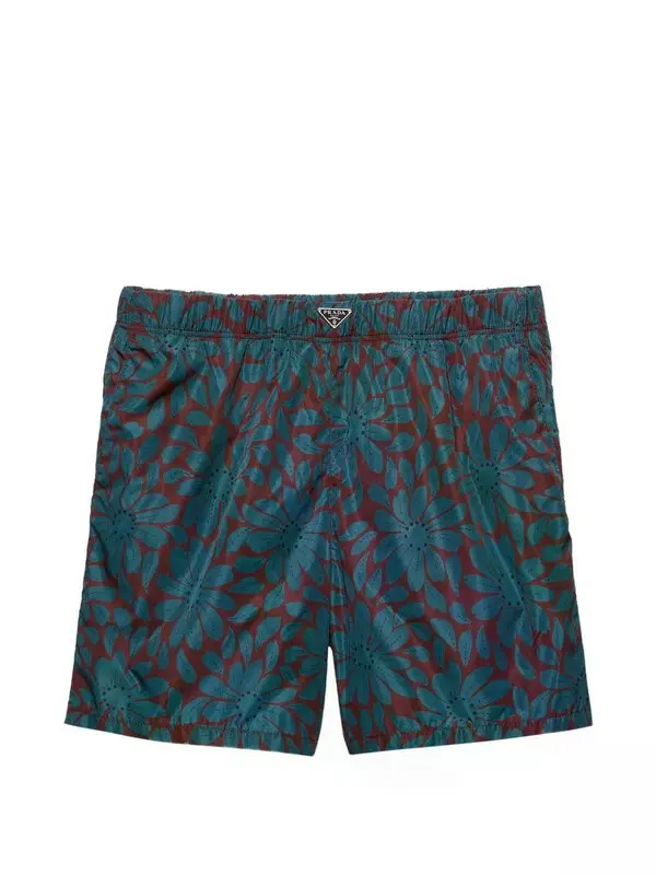 Prada Printed Re-nylon Swim Trunks - Red