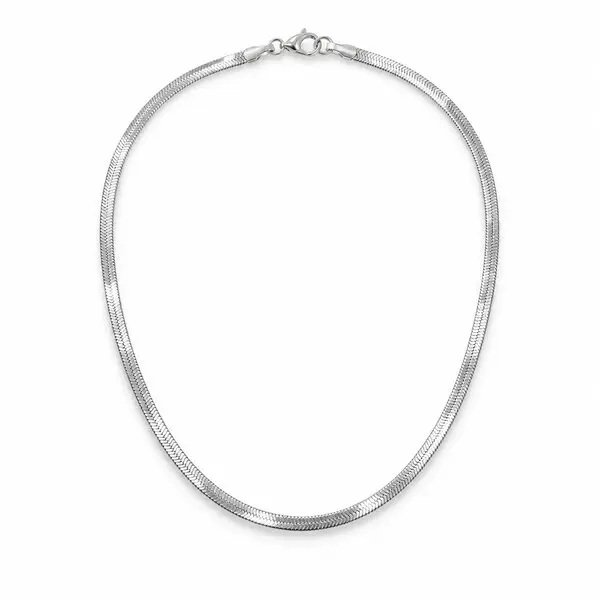 SAÉA Flat Herringbone Snake Chain Choker Necklace - Silver