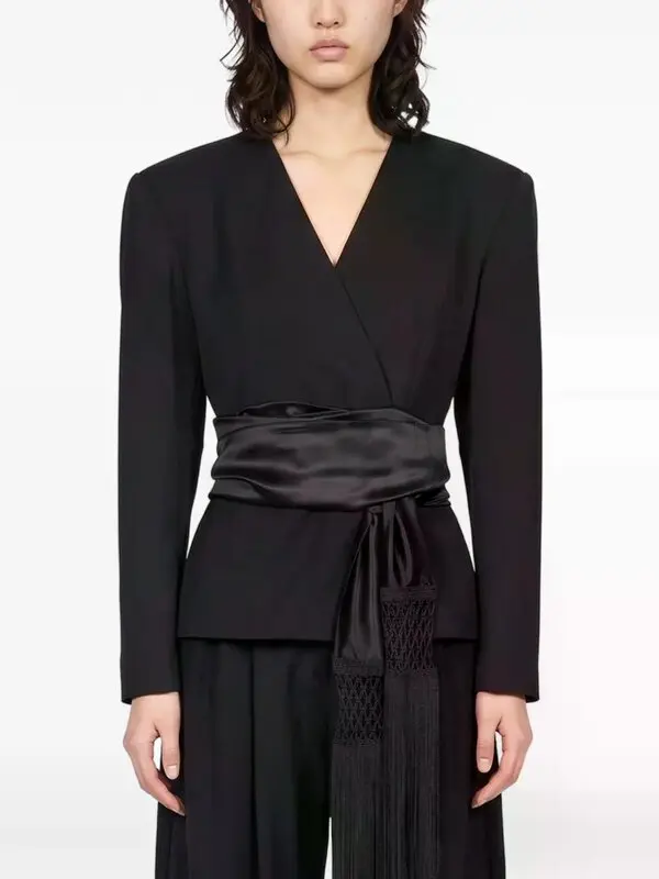 Andamane Devina Fringe-trim Wrap Blazer