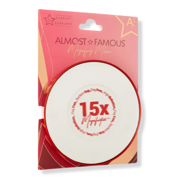 ALMOST FAMOUS 15x Magnification Vanity Mirror With Suction Lock - Red
