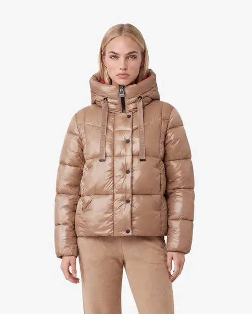 ALPENHAUS Corelle Short Puffer Jacket With Webbing Detailing - Camel